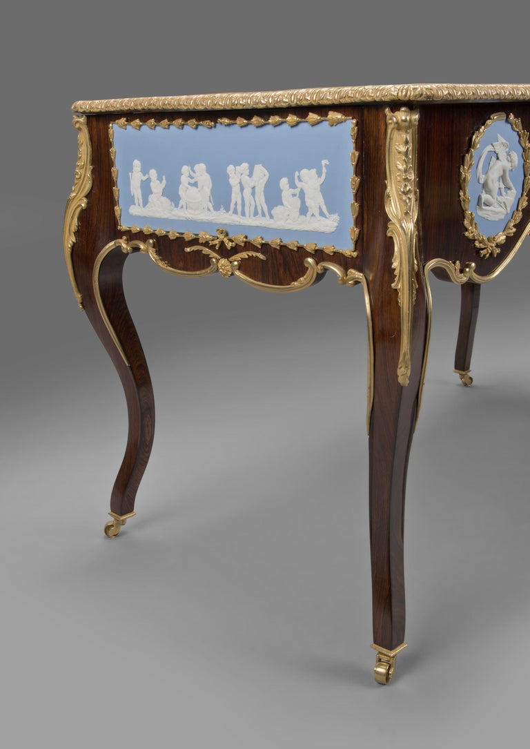Victorian Gilt-Bronze and Jasper-Ware Mounted Writing Table, circa 1860 ...