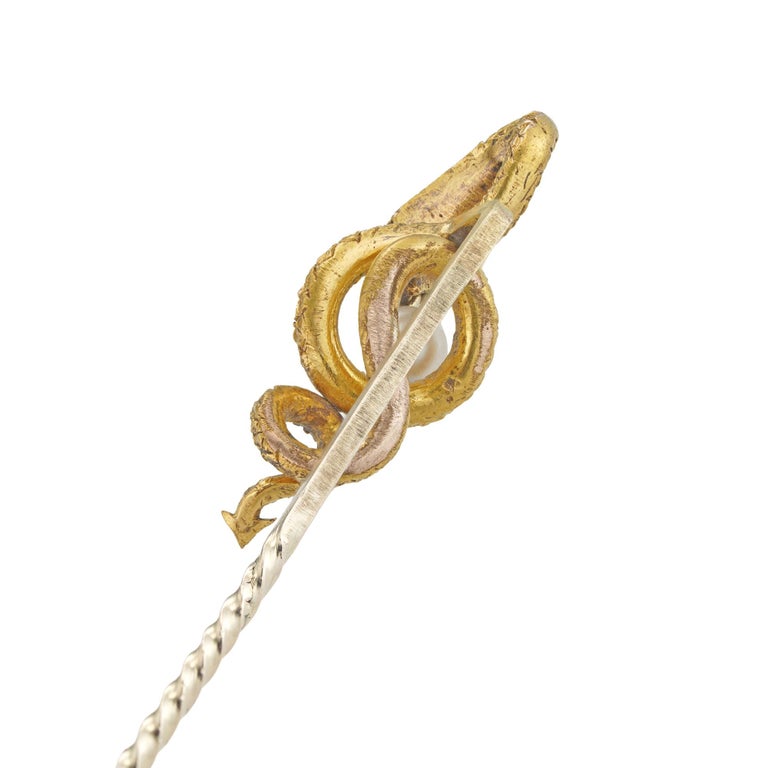 Victorian Ruby and Pearl Snake Stick-Pin For Sale at 1stDibs