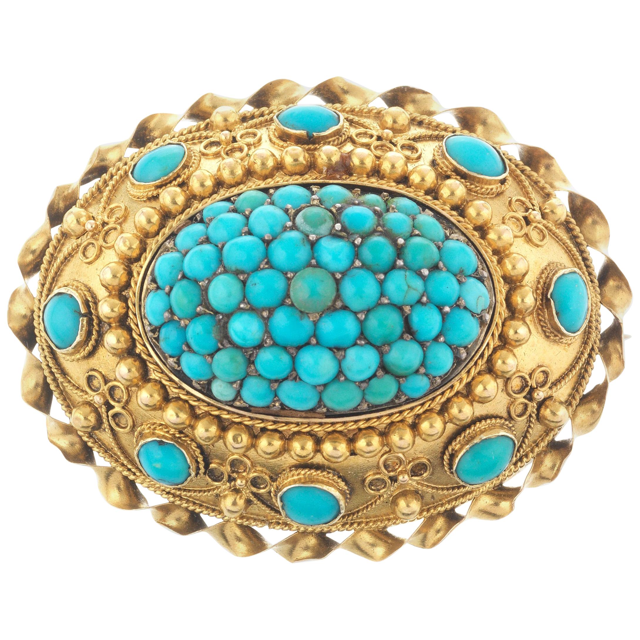 Victorian Turquoise Brooch at 1stDibs