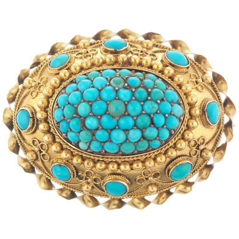 Victorian Turquoise Brooch at 1stDibs