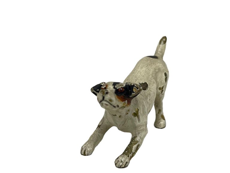 Viennese Bronze Miniature Cold-Painted Dog Figurine For Sale at 1stDibs
