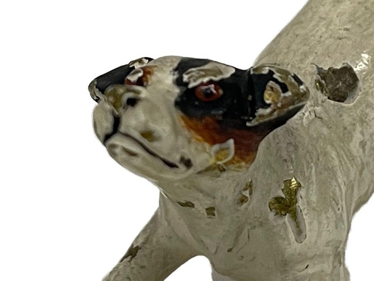 Viennese Bronze Miniature Cold-Painted Dog Figurine For Sale at 1stDibs