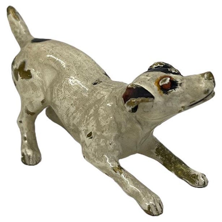 Viennese Bronze Miniature Cold-Painted Dog Figurine For Sale at 1stDibs