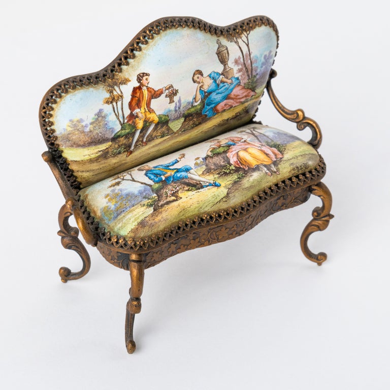 Viennese Gilt Bronze and Enamel Six-Pieces Miniature Salon Suite For ...