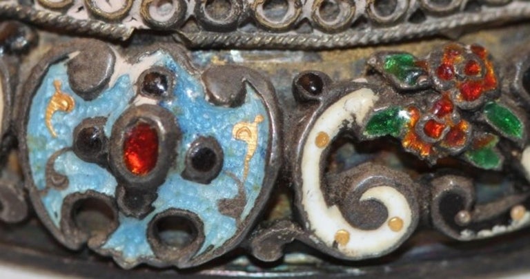 Viennese Renaissance Style Enameled Silver and Rock Crystal Shell-Form ...