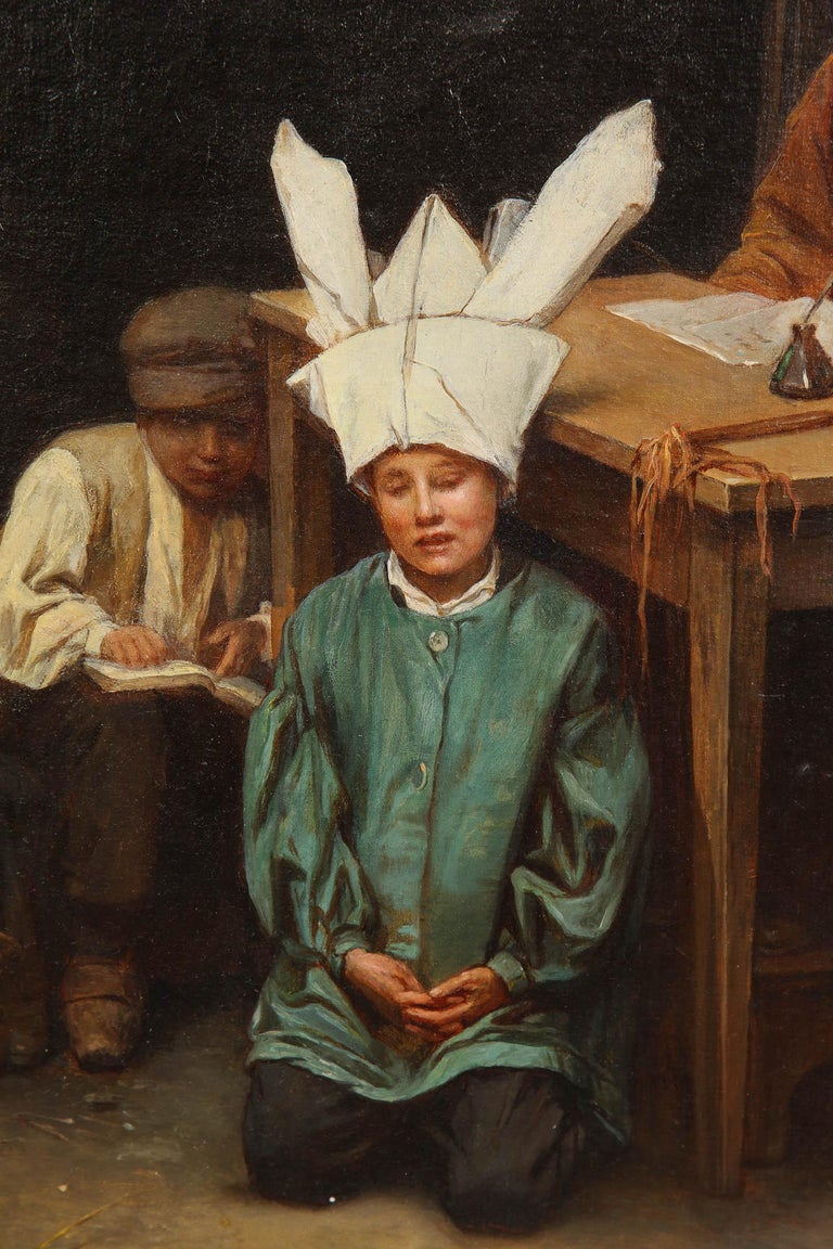 "A Village School" American Oil on Canvas, Kids in Class, Constant ...