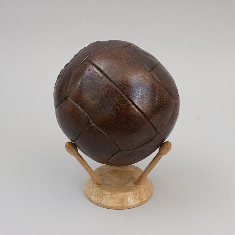 A Vintage 12 Panel Child's Lace Up Leather Football For Sale at 1stDibs