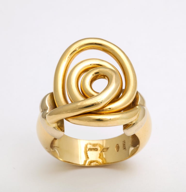 Vintage 18 Kt Spiral Swirl Fashion Ring at 1stDibs