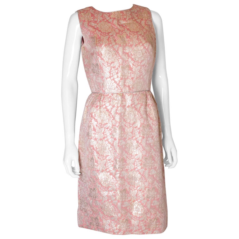 A Vintage 1950s Metallic Brocade Cocktail Dress For Sale at 1stDibs