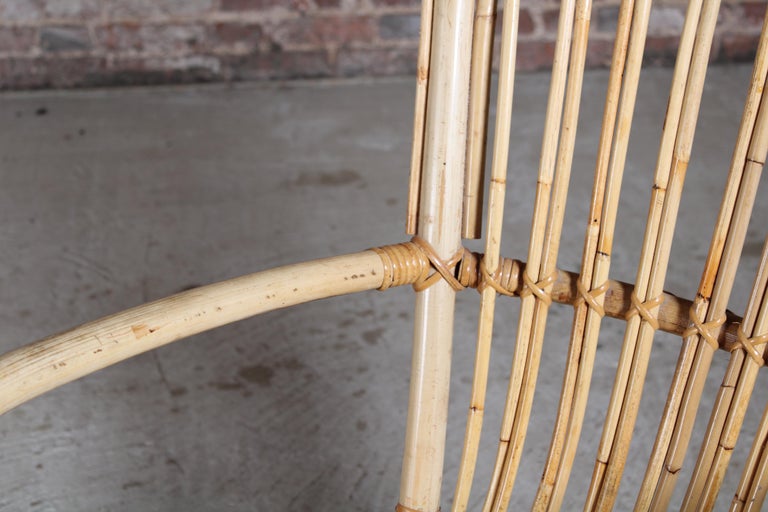 A Vintage 1960s Boho Bamboo Rocking Chair For Sale at 1stDibs