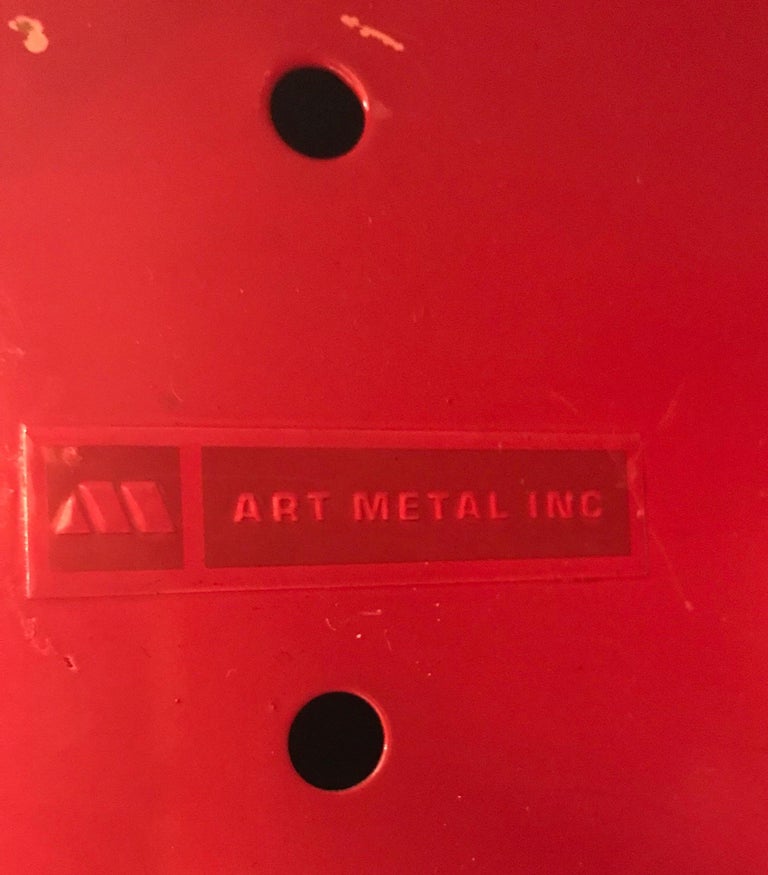 Vintage Art Metal Inc Steel Three Shelf Book Case with Bright Red ...