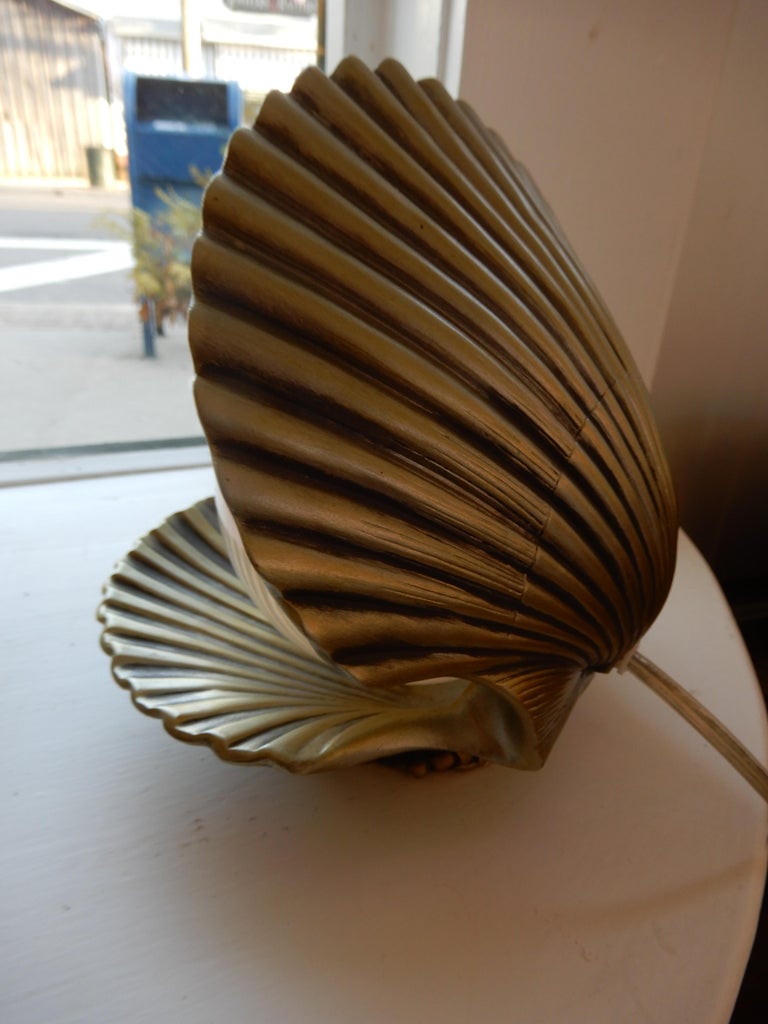 Vintage Art Nouveau Style Clam Shell and Pearl Table Lamp at 1stDibs