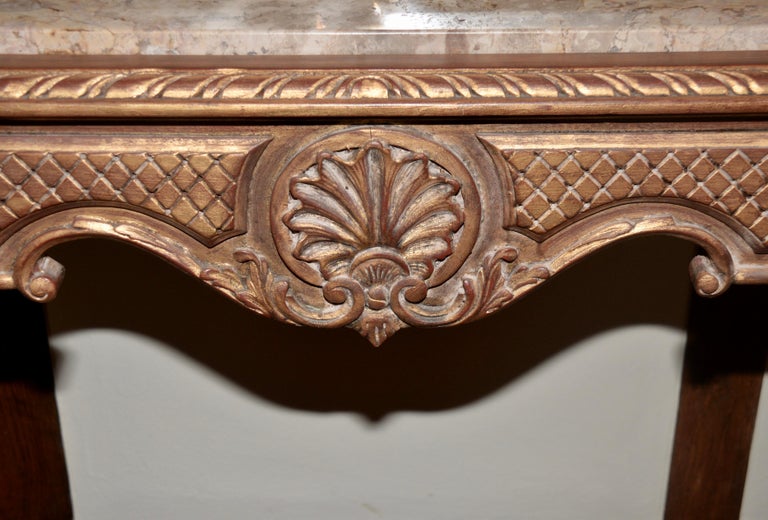 Vintage French Gold Gilt and Marble Console Table at 1stDibs