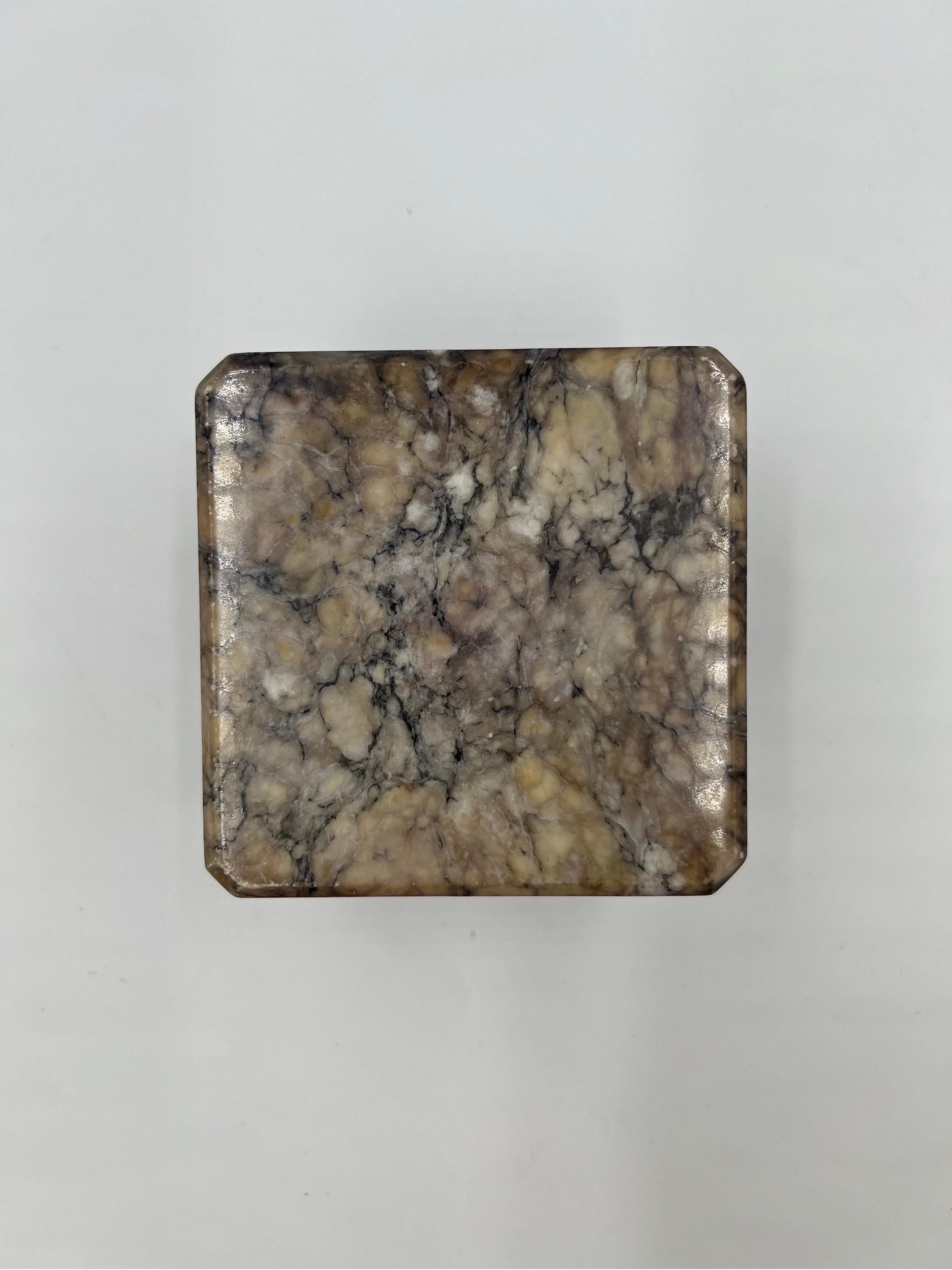 Vintage Italian Blue John Style Alabaster Hinged Box For Sale at 1stDibs