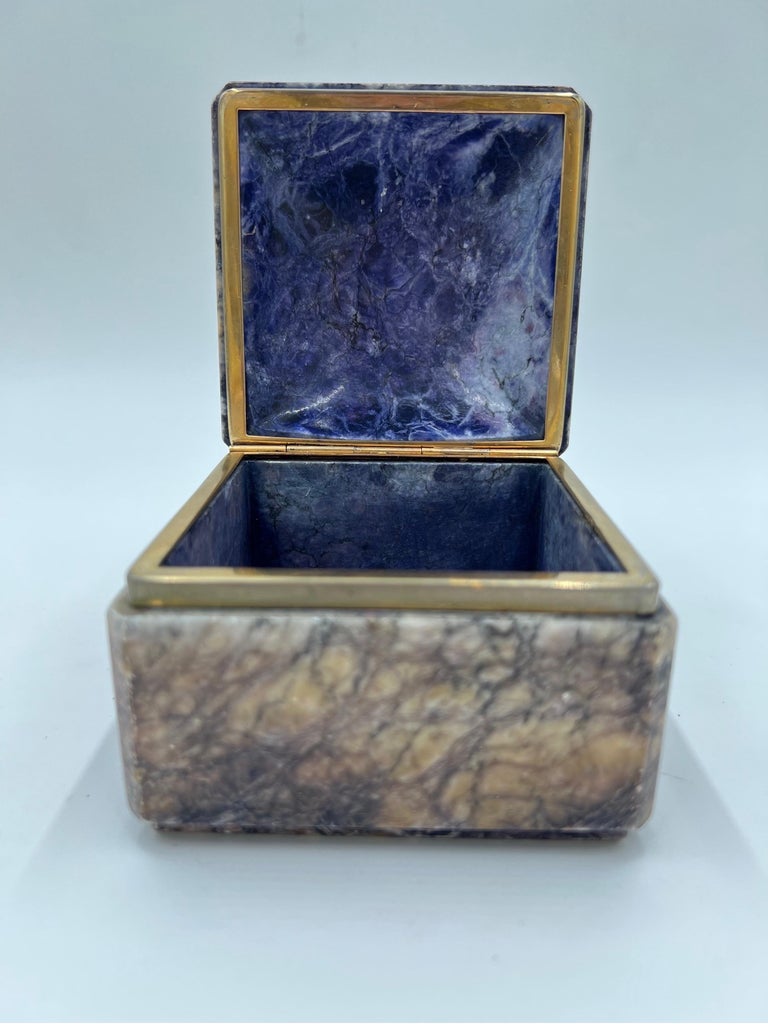 Vintage Italian Blue John Style Alabaster Hinged Box For Sale at 1stDibs