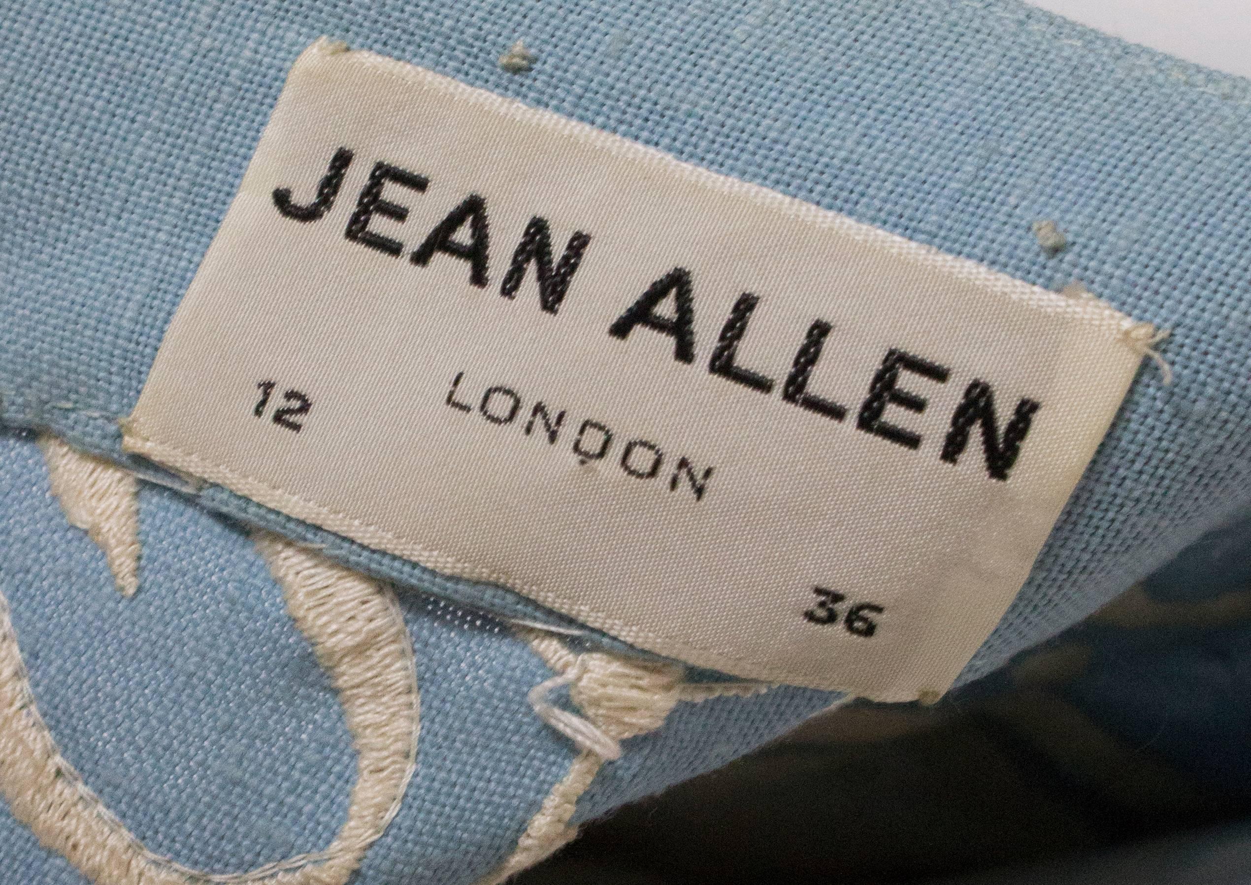 A Vintage Jean Allen 1960s Pale Blue Cotton and Beaded Day Dress at ...