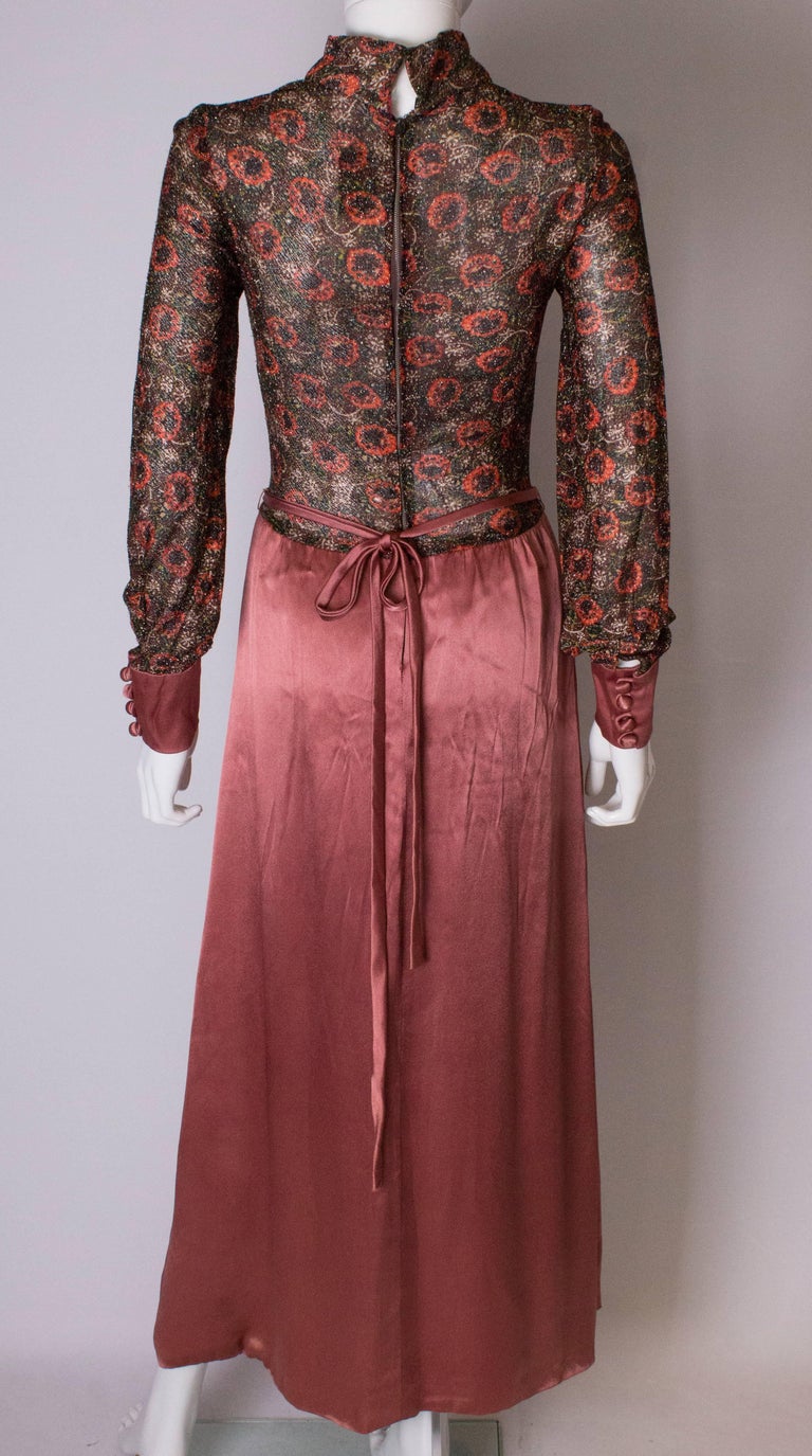 A Vintage Jean Varon 1970s Floral Lurex Evening Gown For Sale at 1stDibs
