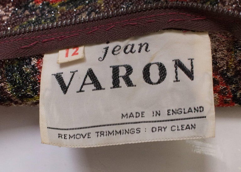 A Vintage Jean Varon 1970s Floral Lurex Evening Gown For Sale at 1stDibs