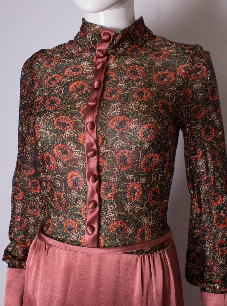 A Vintage Jean Varon 1970s Floral Lurex Evening Gown For Sale at 1stDibs