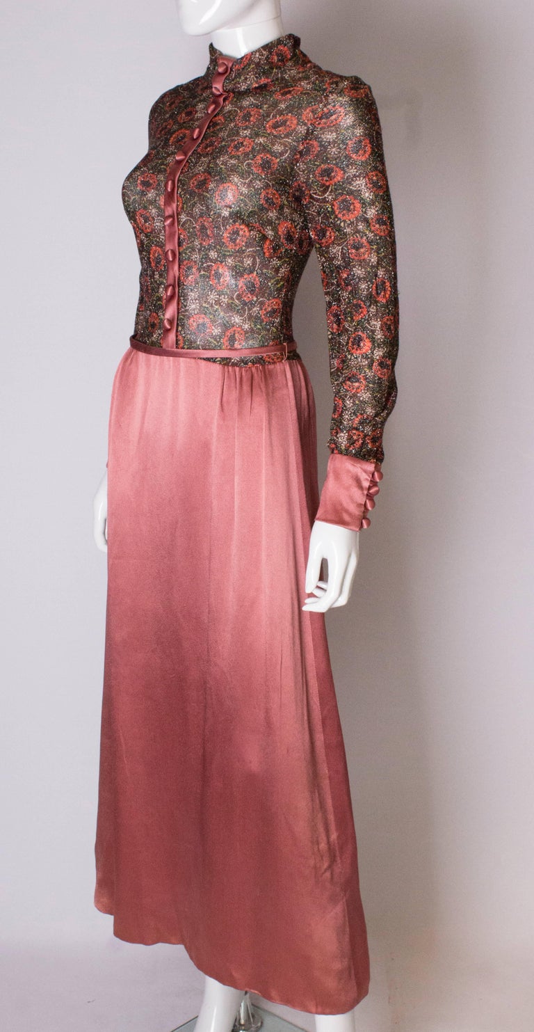 A Vintage Jean Varon 1970s Floral Lurex Evening Gown For Sale at 1stDibs