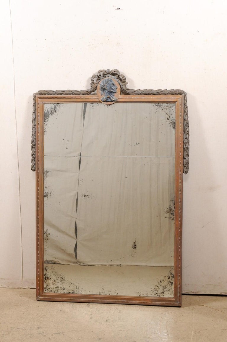 Vintage Neoclassical Style Mirror w/Bust of Caesar Adorning Crest at ...