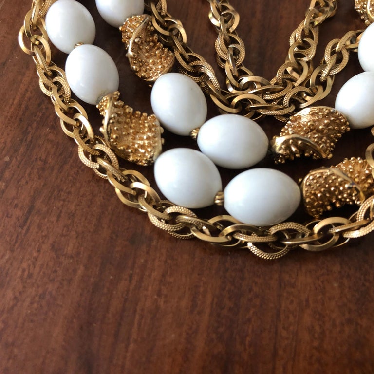 1970s Vintage Trifari White Lucite and Trifanium Necklace For Sale at ...