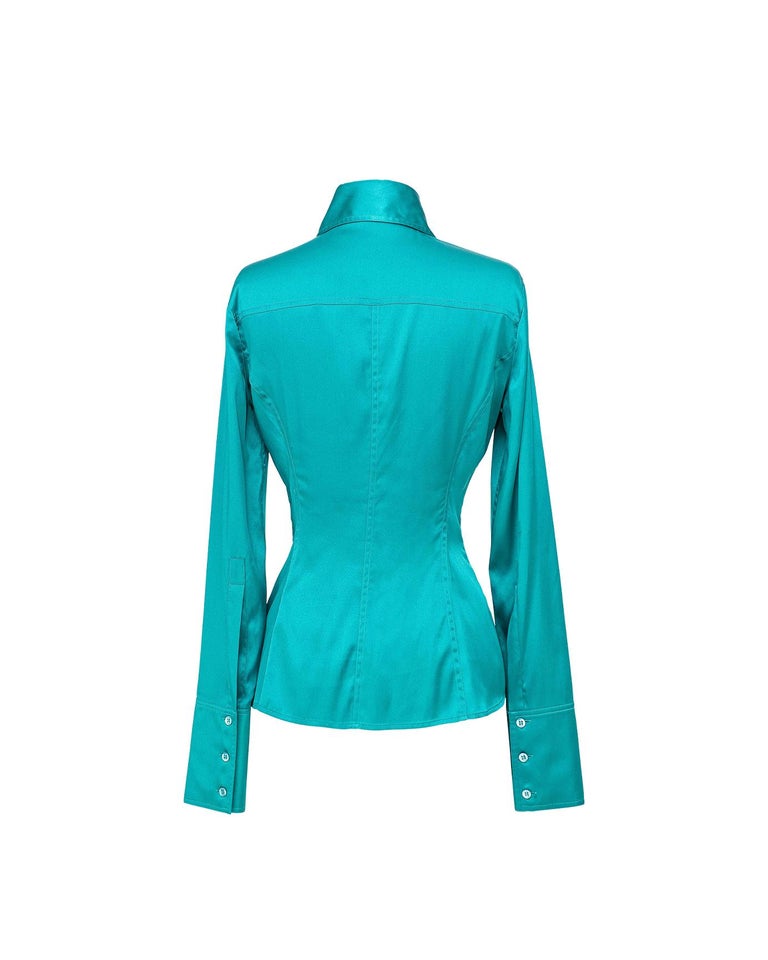 A/W 1995 Gucci by Tom Ford Turquoise Button-Up For Sale at 1stDibs
