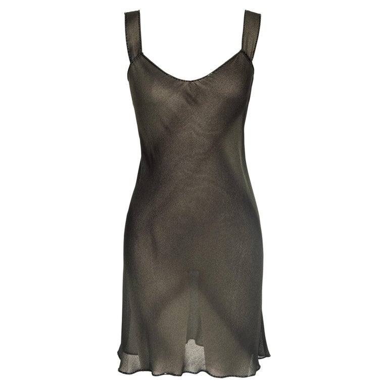 A/W 1997 Prada by Miuccia Prada Deep Green Embellished Slip Dress For ...