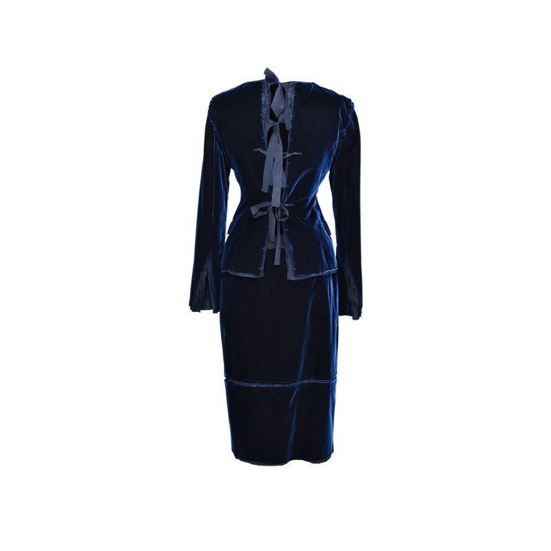 A/W 2002 Yves Saint Laurent by Tom Ford Blue Velvet and Silk Ribbons ...
