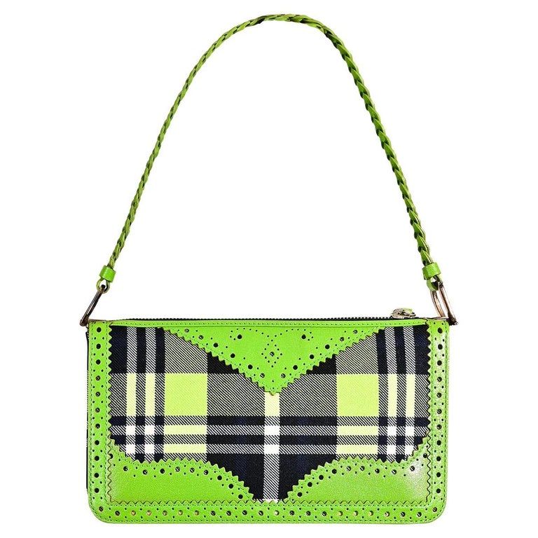 A/W 2004 Christian Dior Neon Green and Plaid Handbag For Sale at 1stDibs