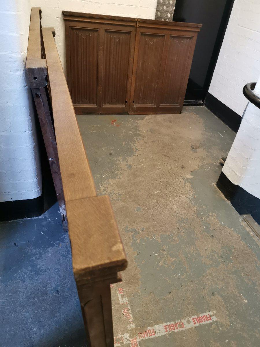 A W N Pugin, attributed, Four Pieces of Gothic Revival Oak Linen Fold ...