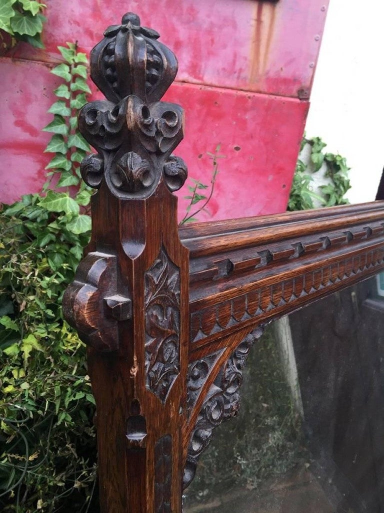A W N Pugin Attributed, Gothic Revival Carved Oak Wall or Pier Mirror ...