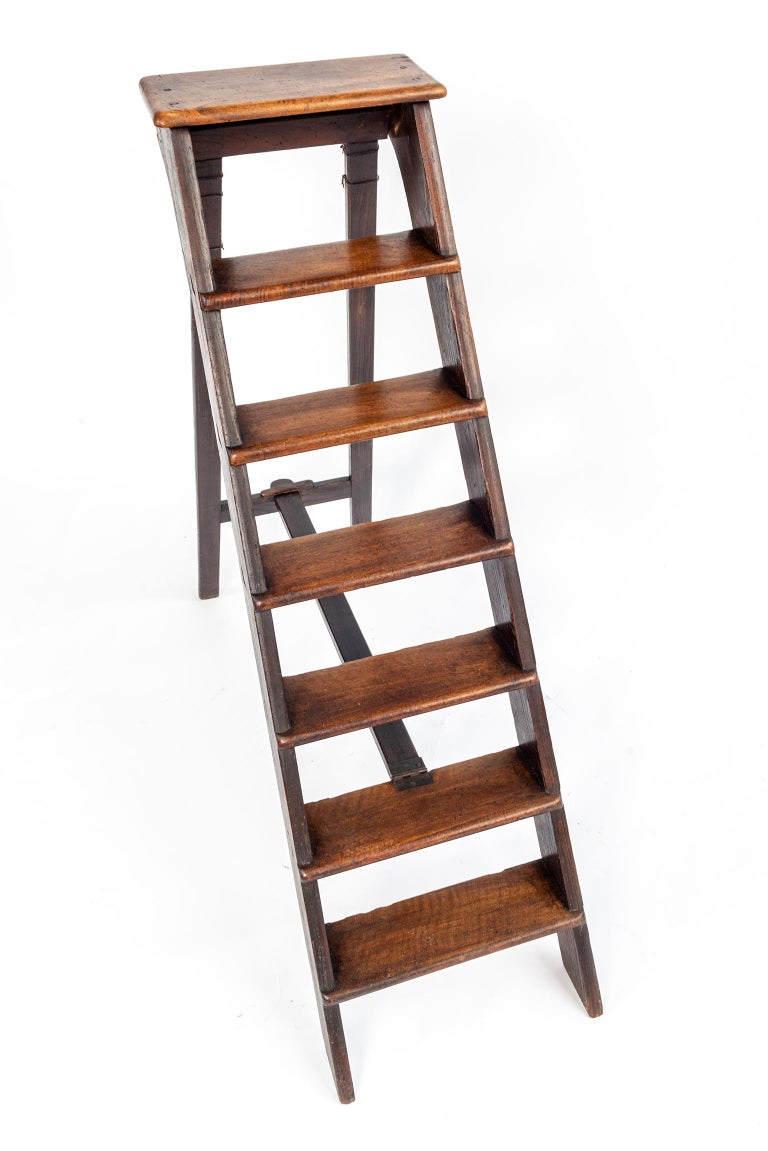 Walnut and Chestnut Library Step Ladder at 1stDibs