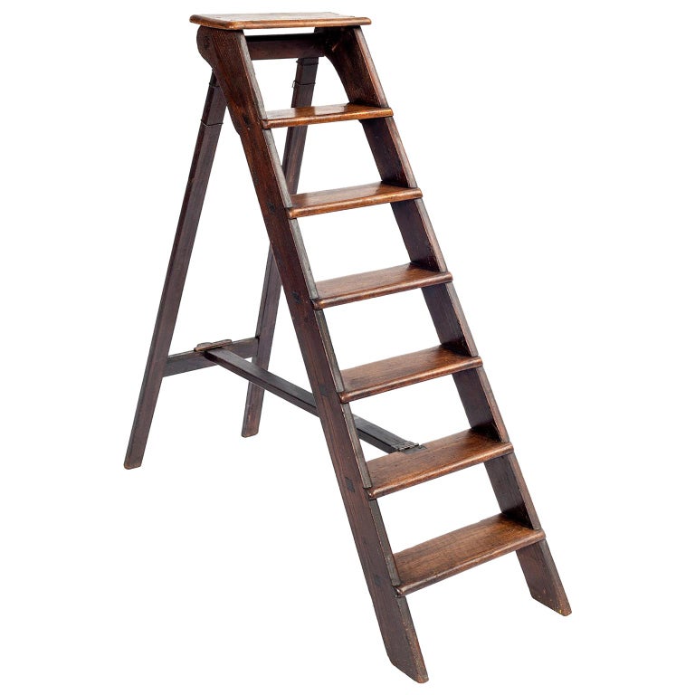 Walnut and Chestnut Library Step Ladder at 1stDibs