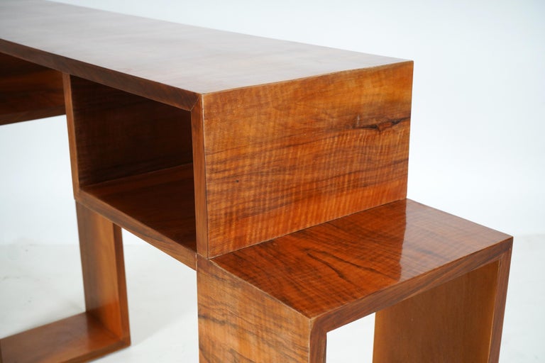 Walnut Veneer Cubist Console For Sale at 1stDibs