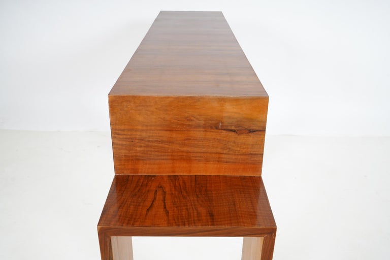 Walnut Veneer Cubist Console For Sale at 1stDibs