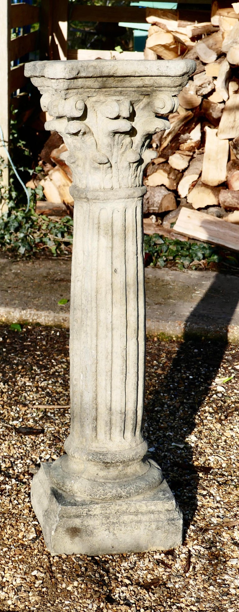 Weathered Cast Stone Classical Corinthian Column Pedestal For Sale at ...