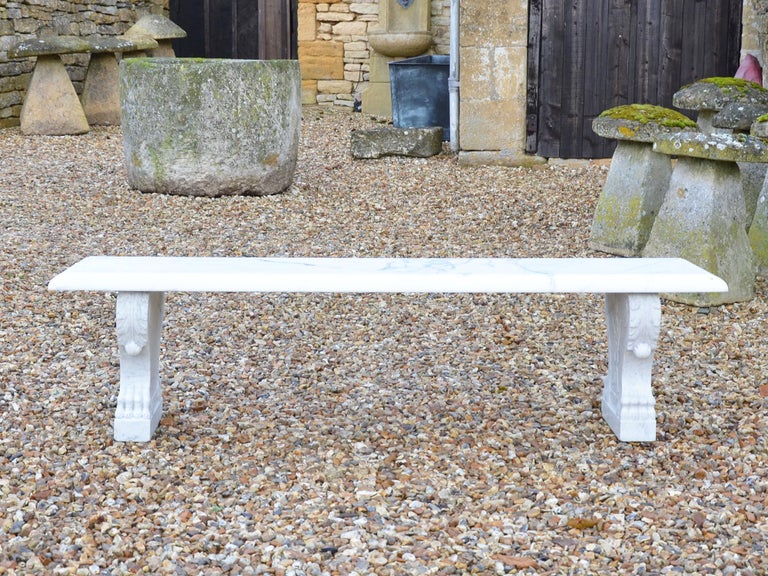 White Marble Garden Bench at 1stDibs | white marble bench, marble bench ...
