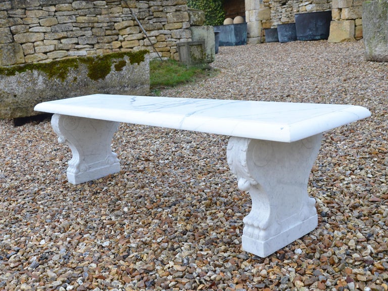 White Marble Garden Bench at 1stDibs | white marble bench, marble bench ...