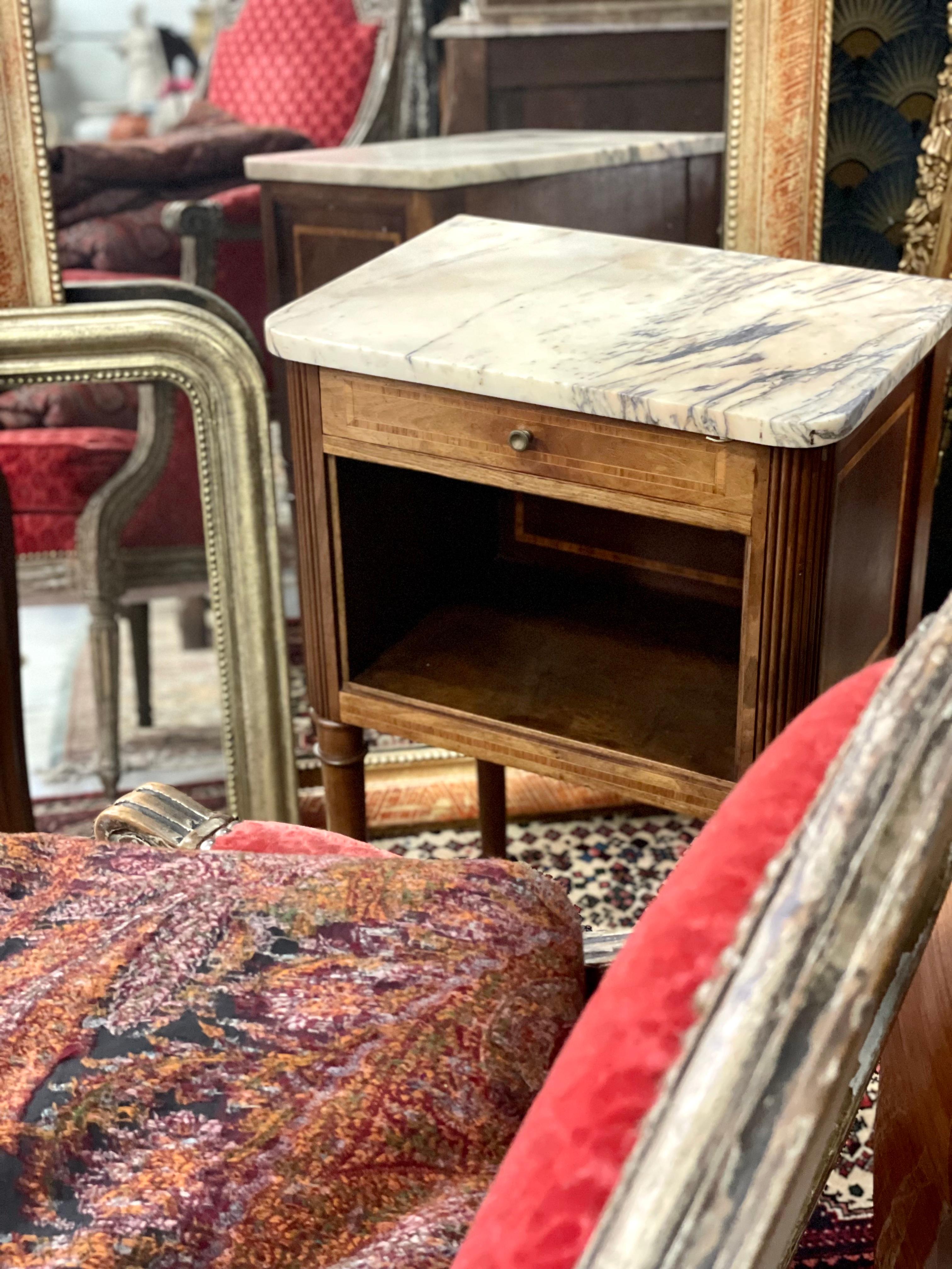 White Marble-Topped Bedside Cabinet with Open Shelf at 1stDibs | marble ...