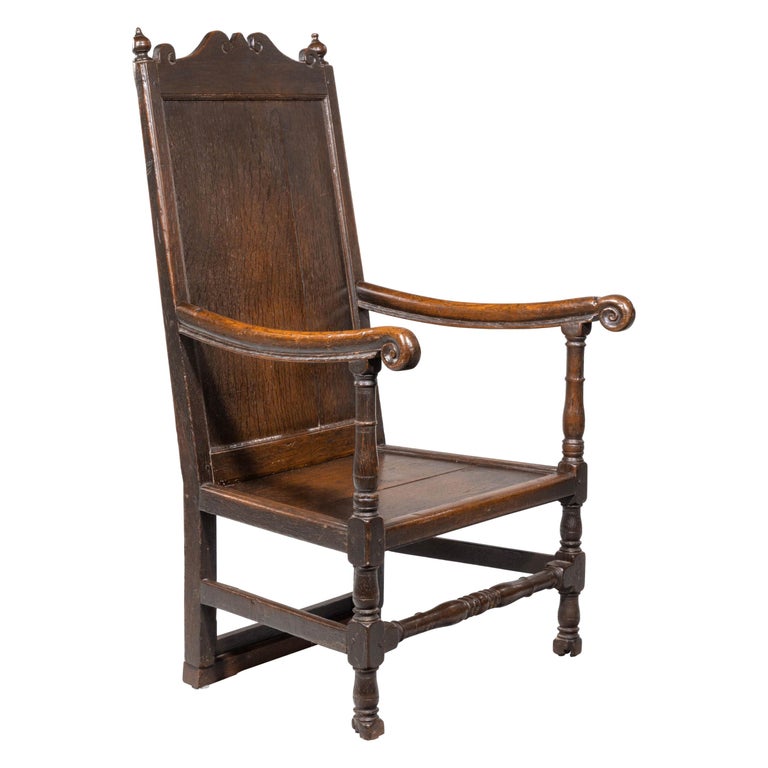 A William and Mary Period Oak Armchair For Sale at 1stDibs