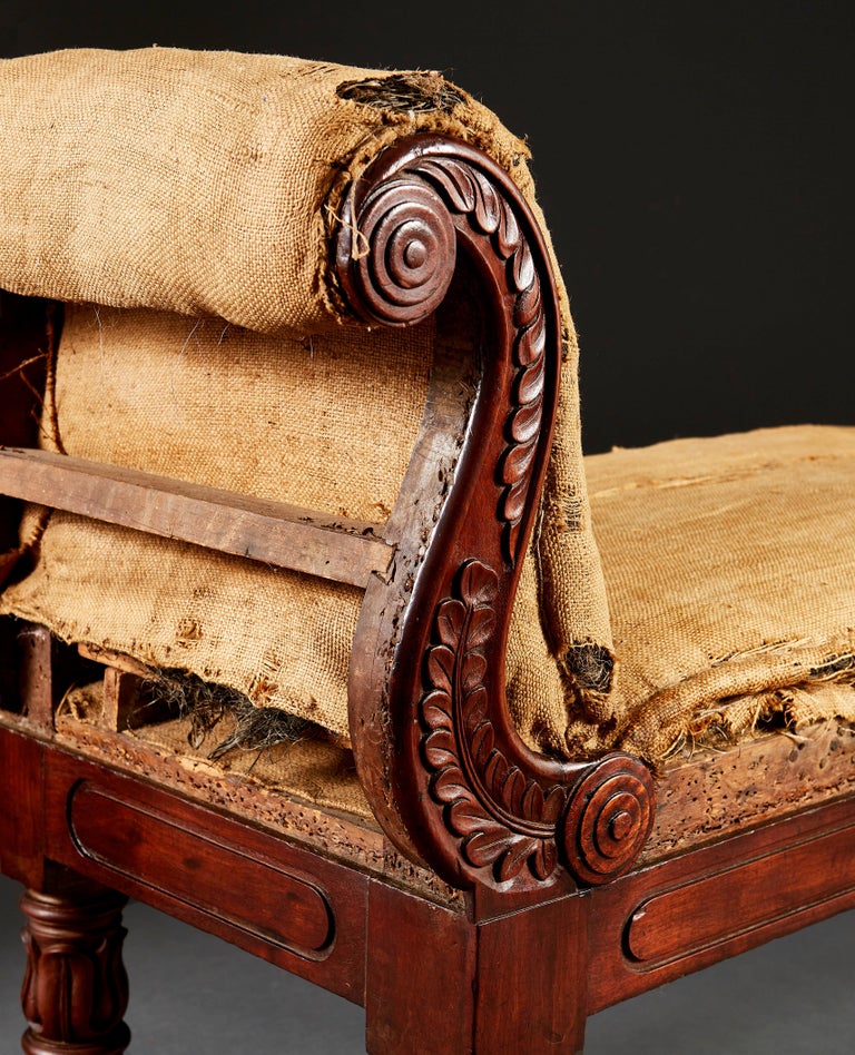 William IV Mahogany Window Seat with Scrolling Arms For Sale at 1stDibs