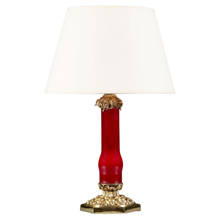 William IV Red Glass Column Lamp For Sale at 1stDibs