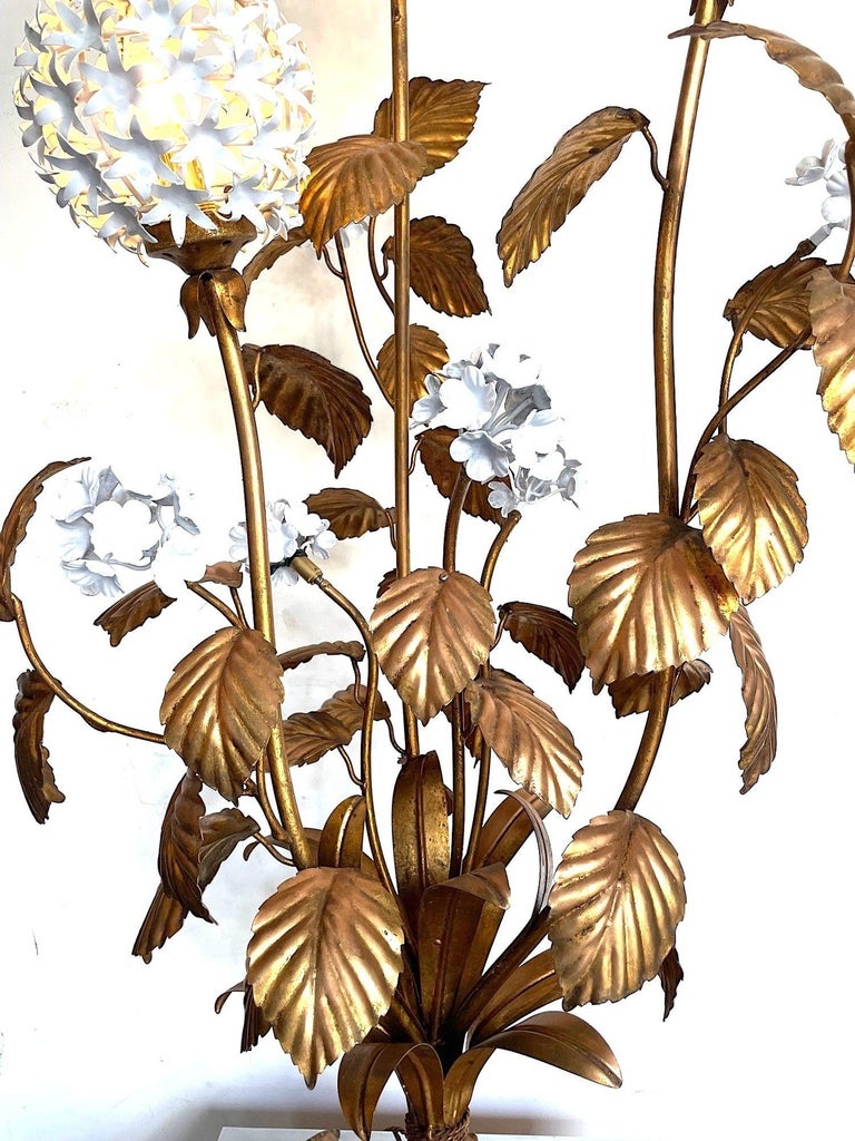 Wonderful Italian 1960s Gilt Metal and White Enamel Hydrangea Floor ...
