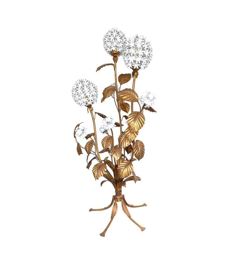Wonderful Italian 1960s Gilt Metal and White Enamel Hydrangea Floor ...