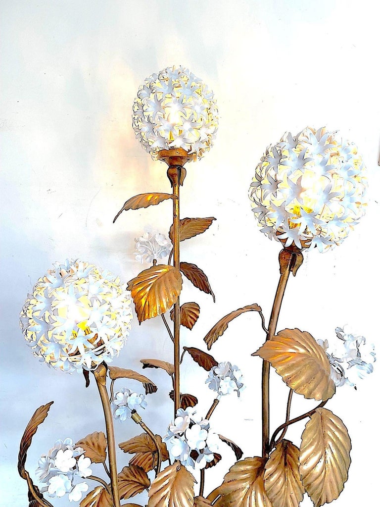 Wonderful Italian 1960s Gilt Metal and White Enamel Hydrangea Floor ...