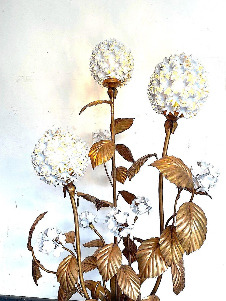 Wonderful Italian 1960s Gilt Metal and White Enamel Hydrangea Floor ...