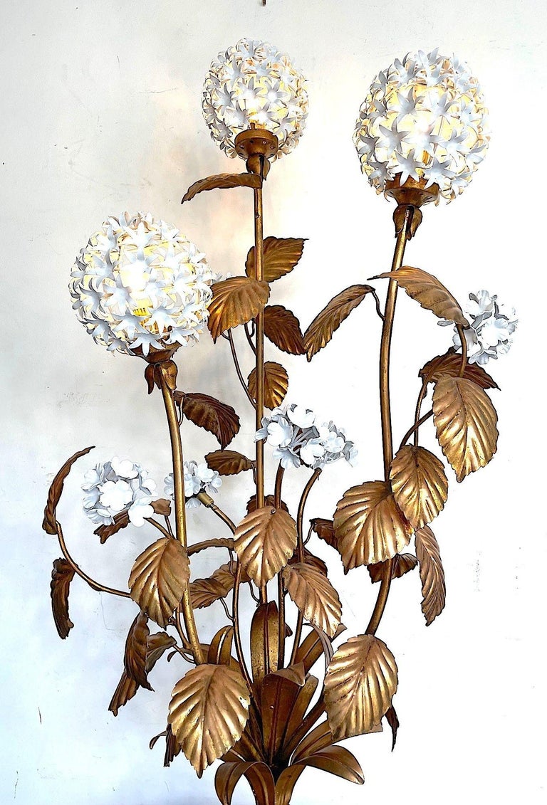Wonderful Italian 1960s Gilt Metal and White Enamel Hydrangea Floor ...
