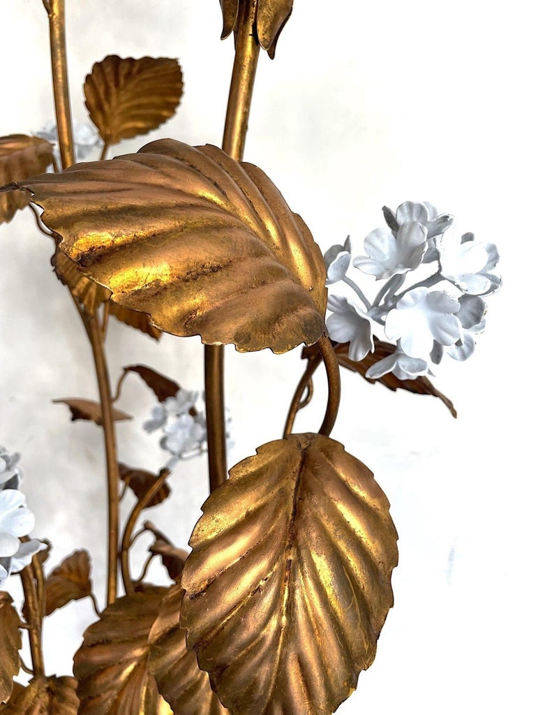 Wonderful Italian 1960s Gilt Metal and White Enamel Hydrangea Floor ...