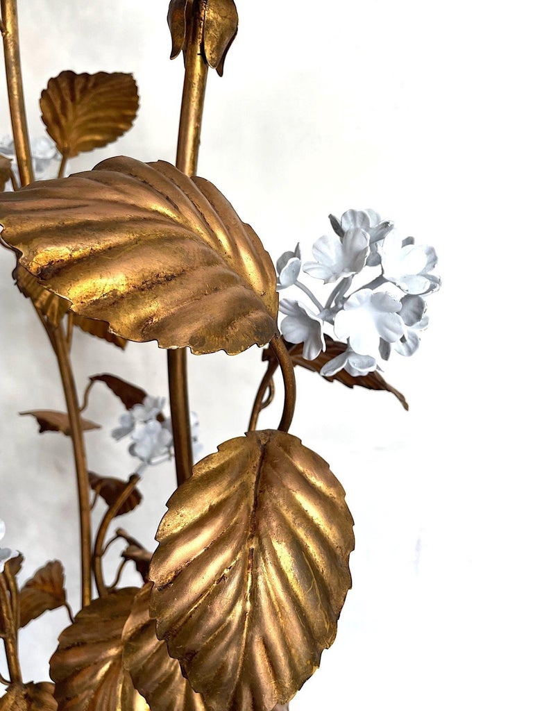 Wonderful Italian 1960s Gilt Metal and White Enamel Hydrangea Floor ...